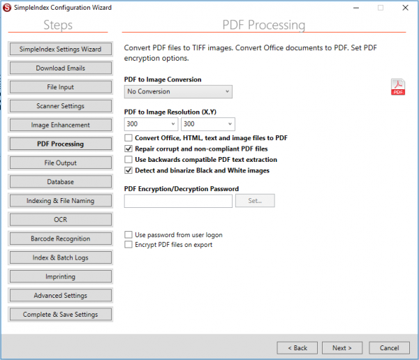 PDF Processing Settings - Simple Wiki
